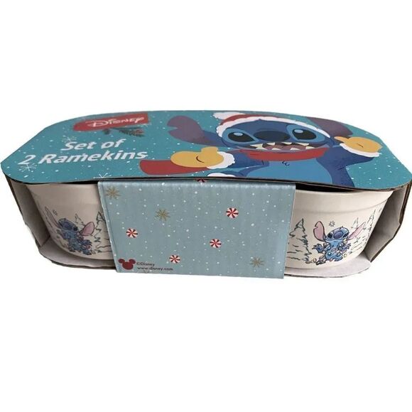 Disney | Kitchen | Set Of2 Disney Stitch Christmas Ramekins Baking ...